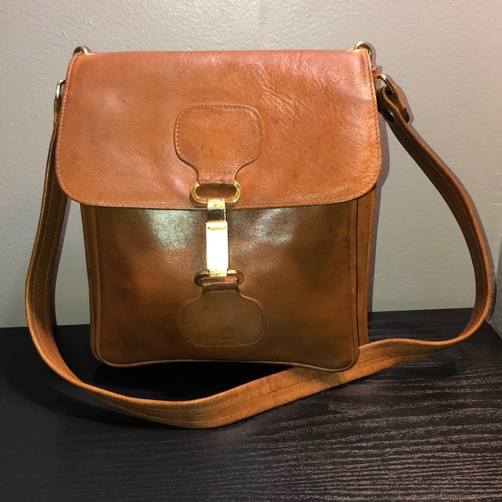 Vintage Susan Gail Italy Tan Leather Shoulder Bag - Gem